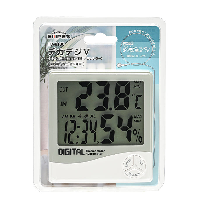 デカデジⅤ（デジタル湿度計／内・外温度計／時計／カレンダー） Td 8130 Empex エンペックス気象計